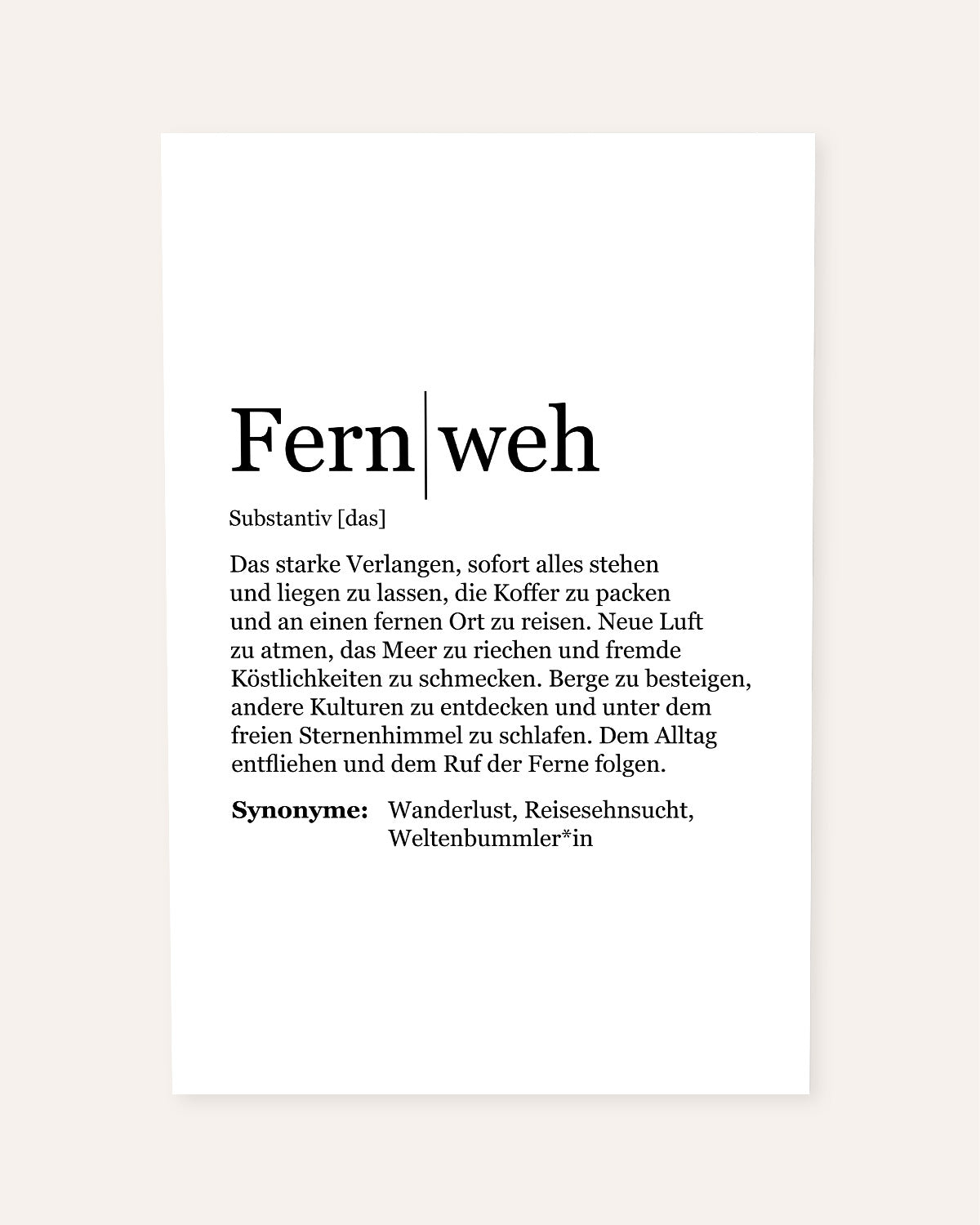 Fernweh - Definition | Poster – VISUAL STATEMENTS